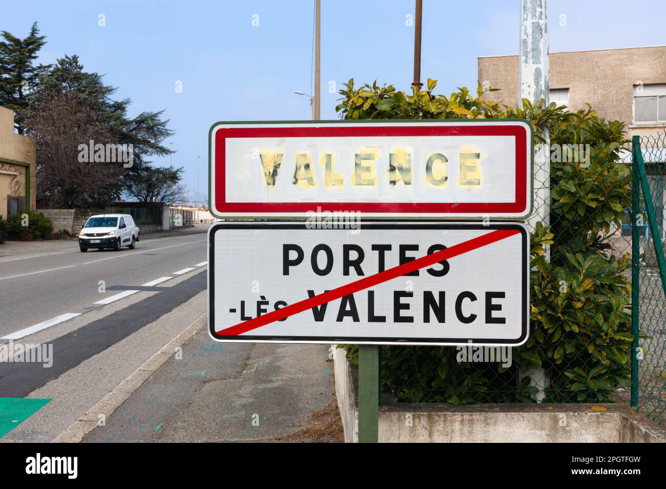 Valence, France - March 2, 2023: A sign marking the beginning of the ...