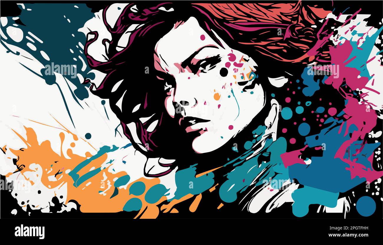Woman, graffiti street art fashion. Vector graphic, beautiful, strong ...