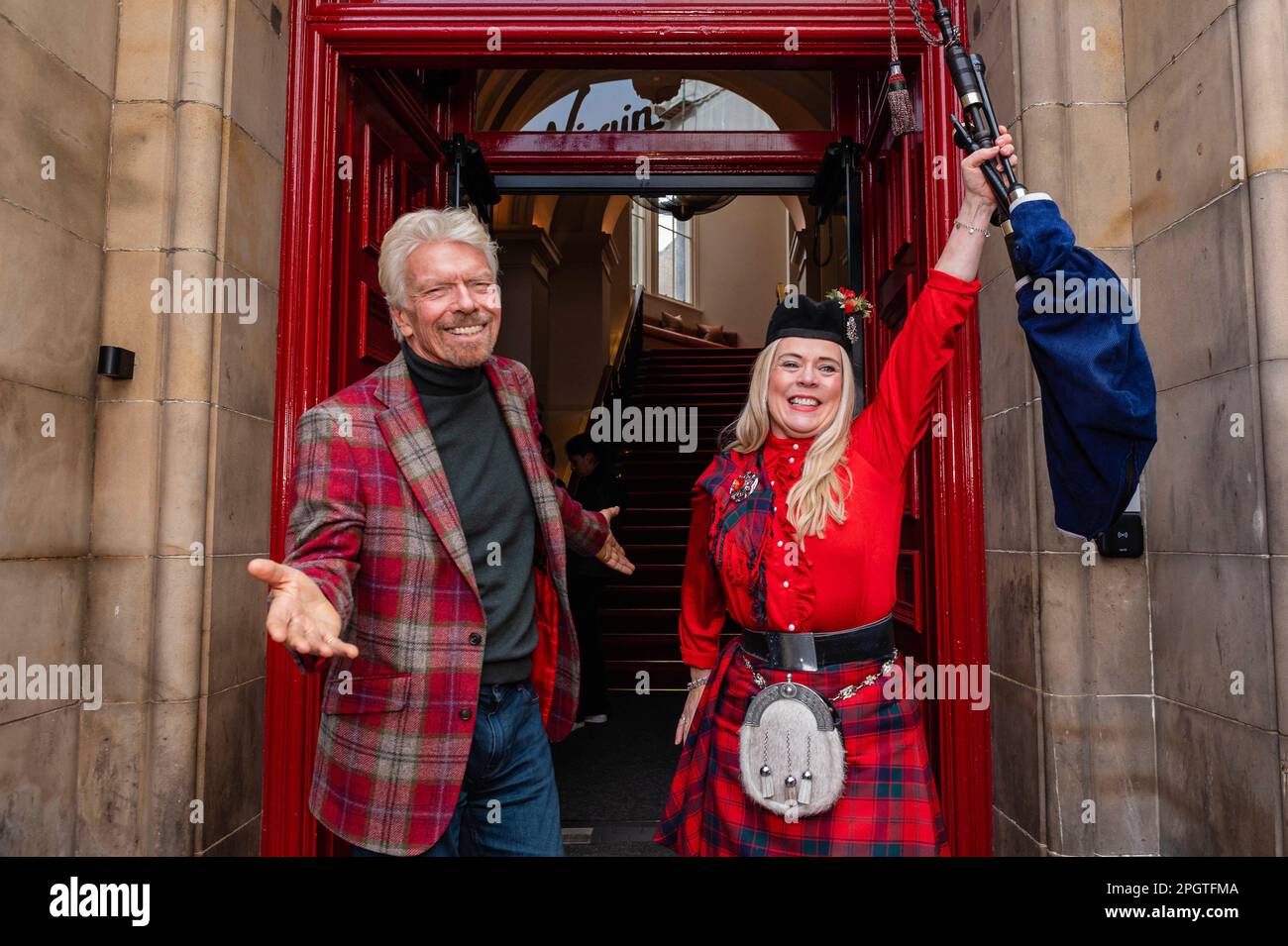 EDITORIAL USE ONLY Sir Richard Branson and Piper to the Lord Provost of ...