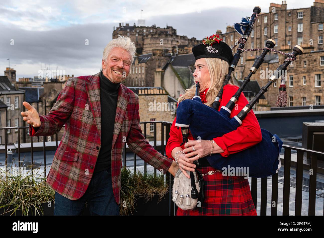 EDITORIAL USE ONLY Sir Richard Branson and Piper to the Lord Provost of ...