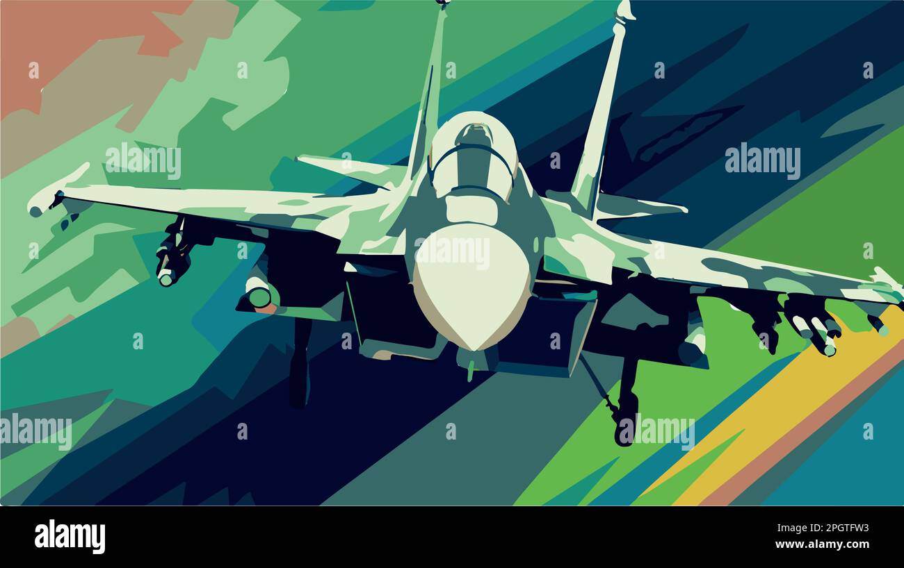 Colorful illustration of f-15 military plane. Pop art of comic vector ...