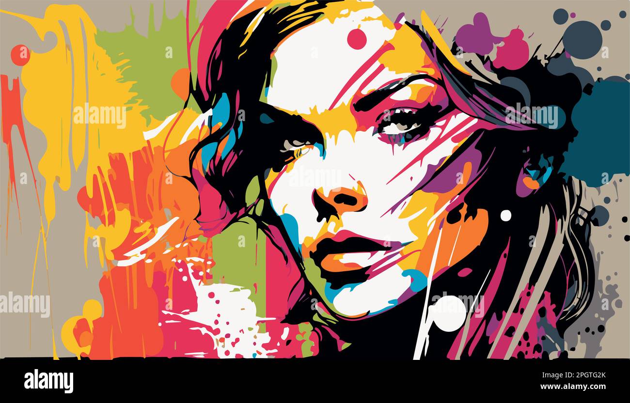 Woman, graffiti street art fashion. Vector graphic, beautiful, strong ...