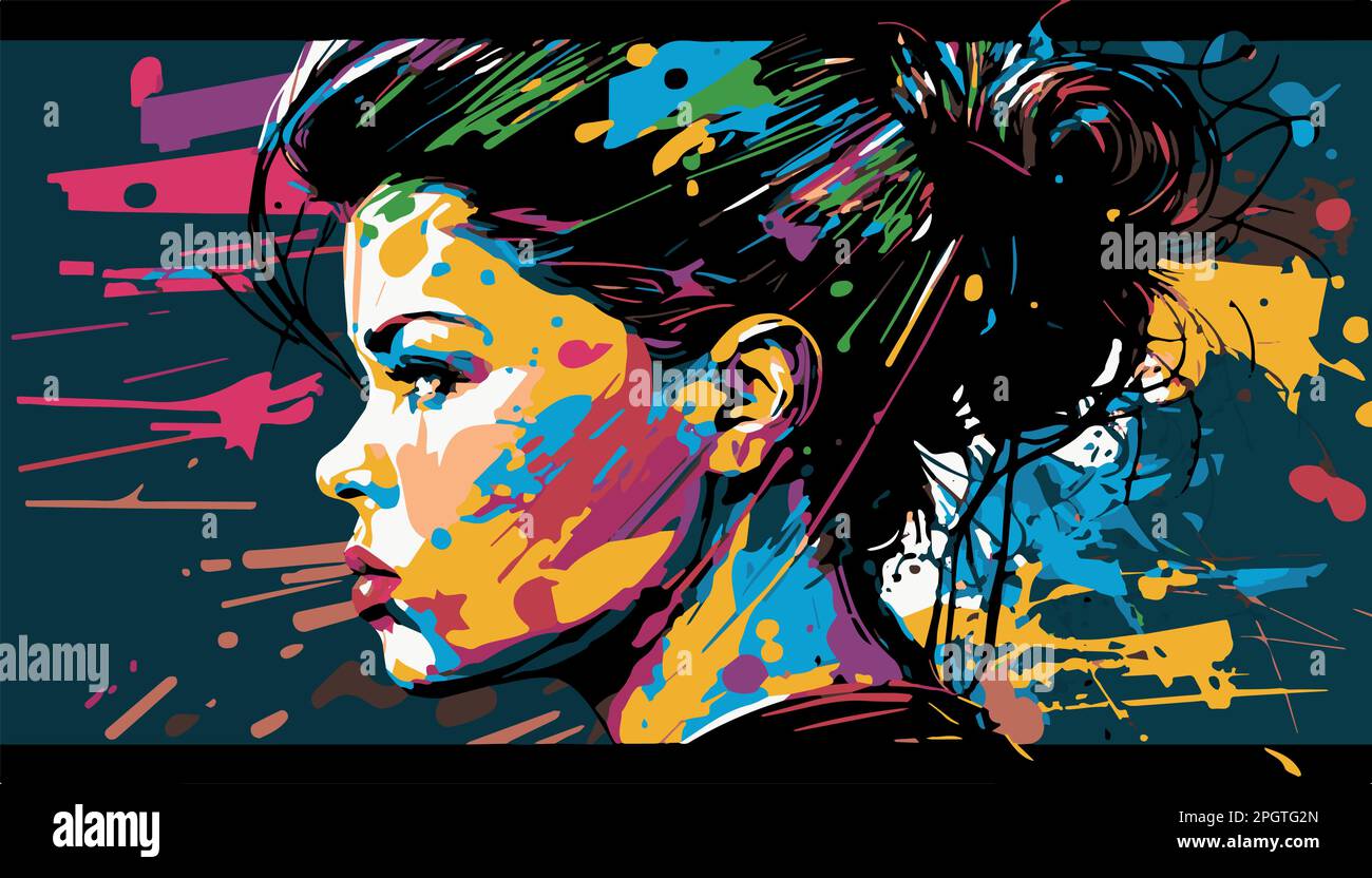 Woman, graffiti street art fashion. Vector graphic, beautiful, strong ...