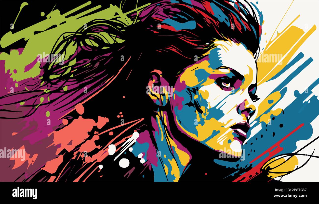 Woman, graffiti street art fashion. Vector graphic, beautiful, strong ...