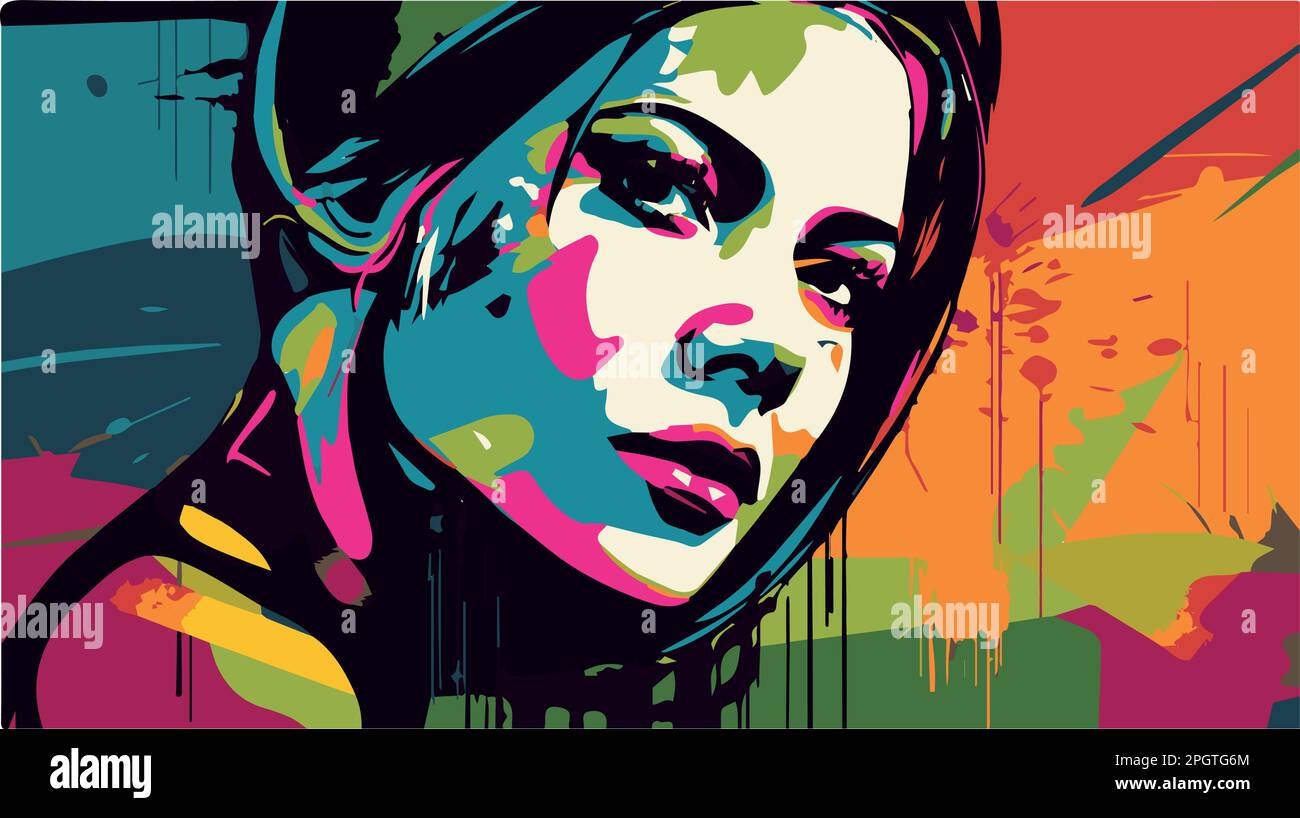 Woman, graffiti street art fashion. Vector graphic, beautiful, strong ...