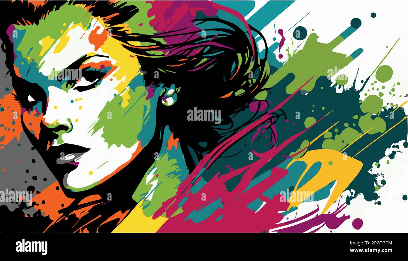 Woman, graffiti street art fashion. Vector graphic, beautiful, strong ...