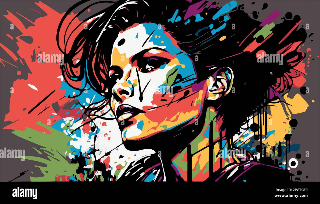 Woman, graffiti street art fashion. Vector graphic, beautiful, strong ...