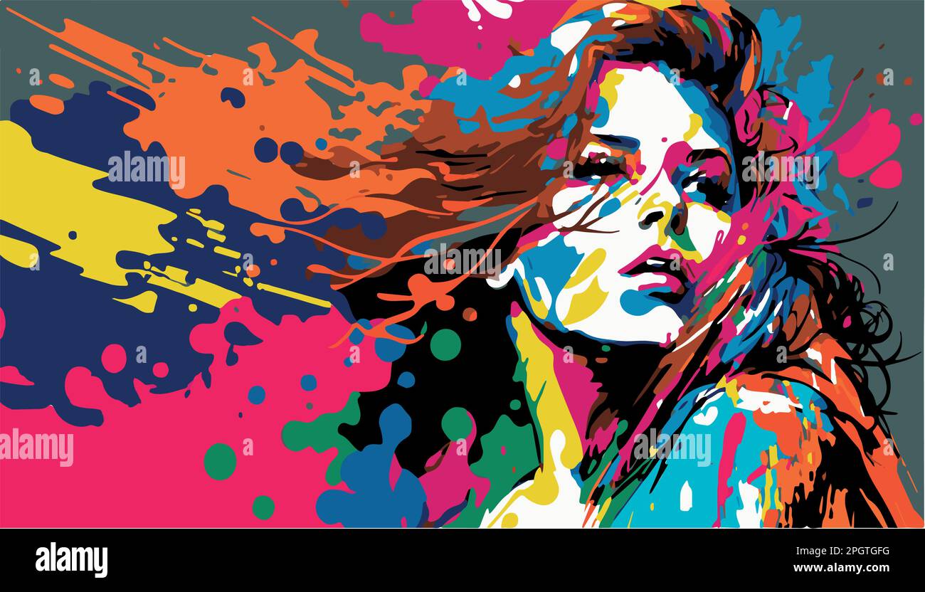 Woman, graffiti street art fashion. Vector graphic, beautiful, strong ...