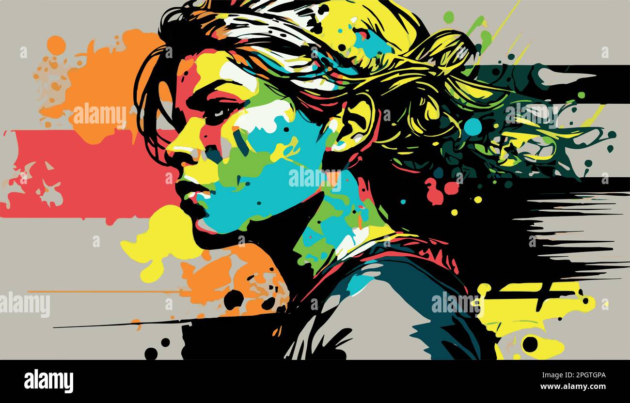 Woman, graffiti street art fashion. Vector graphic, beautiful, strong ...