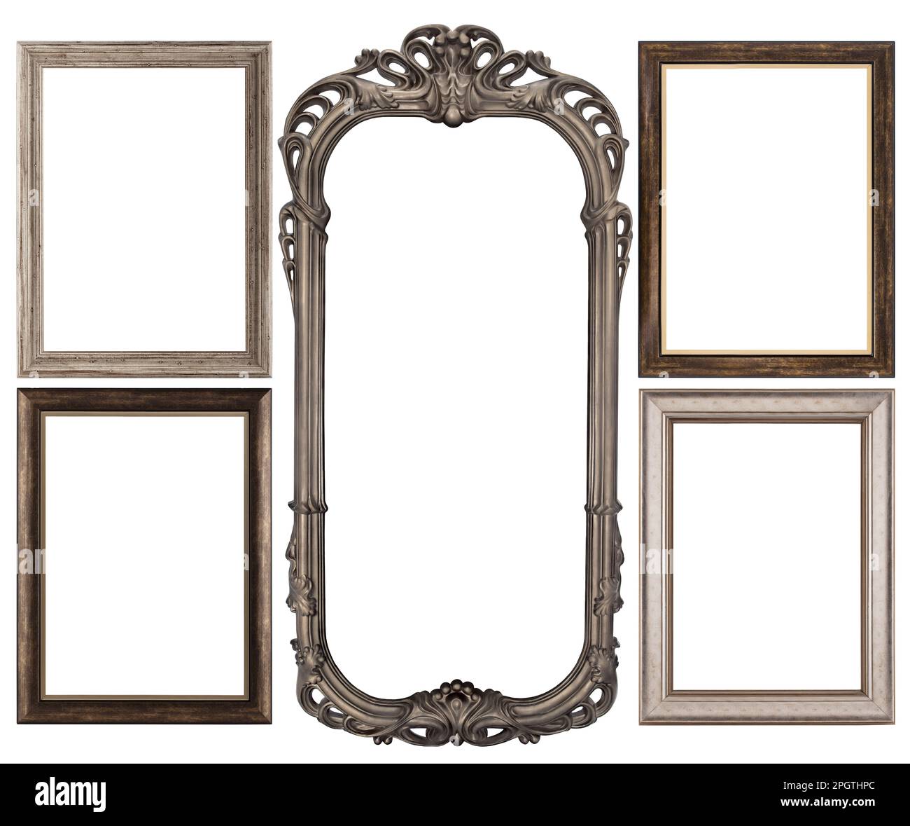 An illustration of different shaped antique frames, isolated on white ...