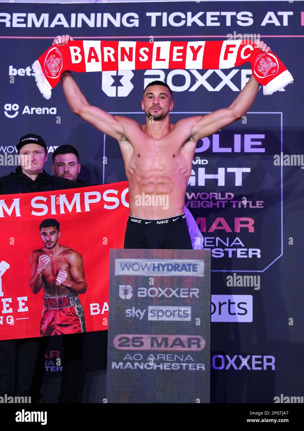 Callum Simpson during a weigh-in at the Love Factory, Manchester ...