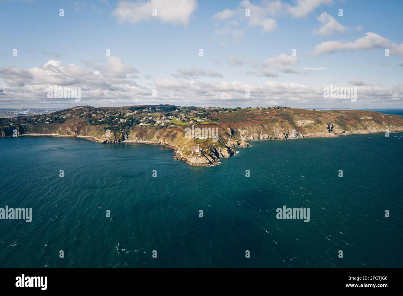 Howth, co. Dublin / Ireland : Aerial view of The Baily Lighthouse on ...