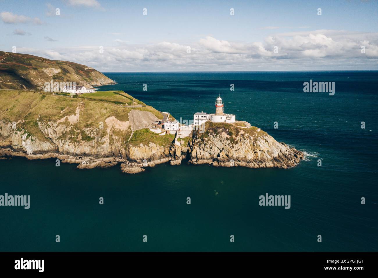 Howth, co. Dublin / Ireland : Aerial view of The Baily Lighthouse on ...