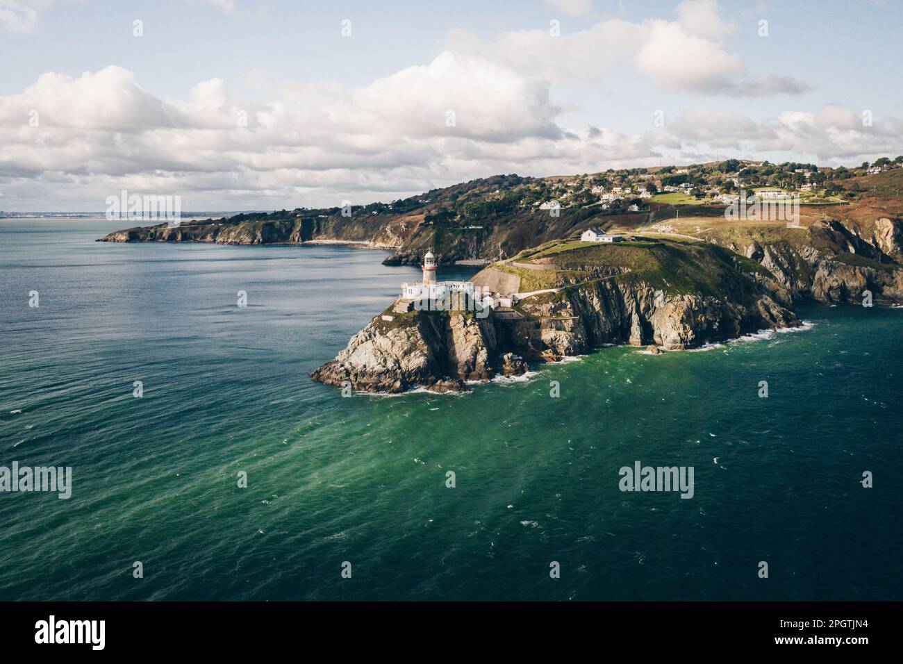 Howth, co. Dublin / Ireland : Aerial view of The Baily Lighthouse on ...