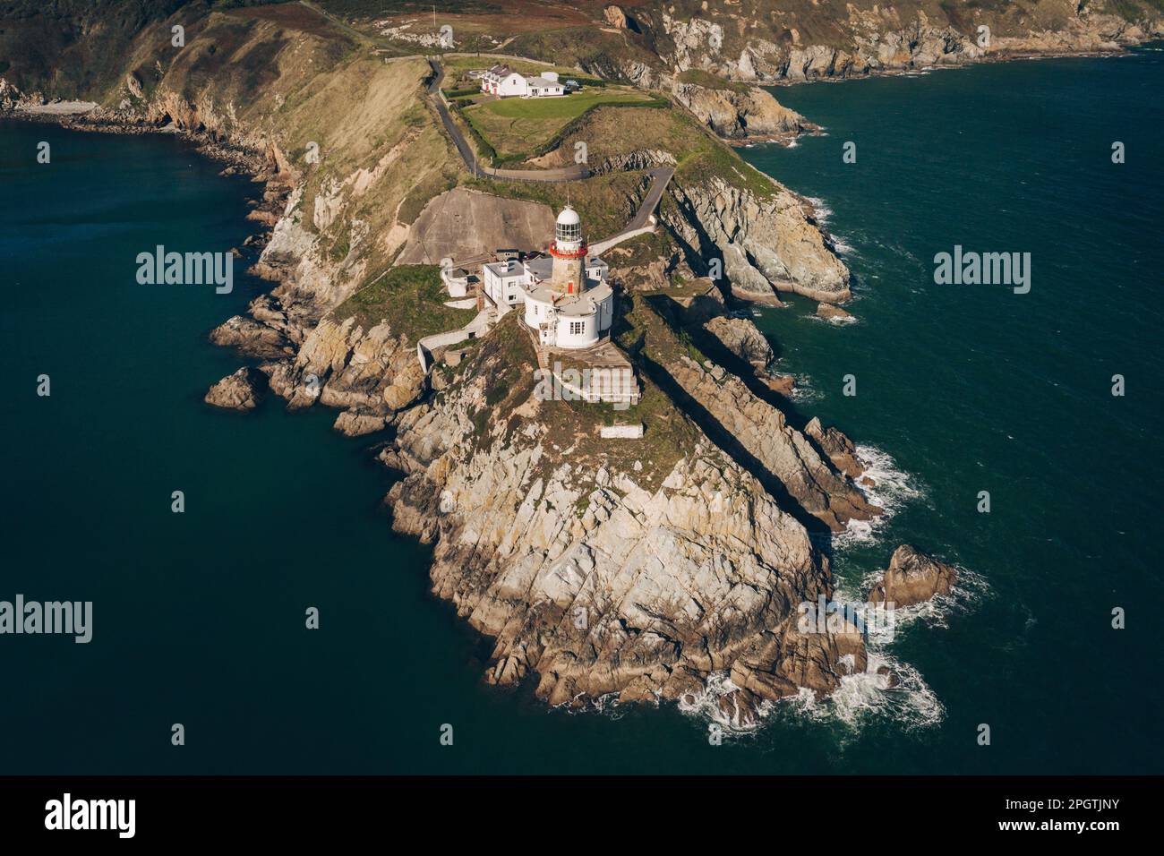 Howth, co. Dublin / Ireland : Aerial view of The Baily Lighthouse on ...