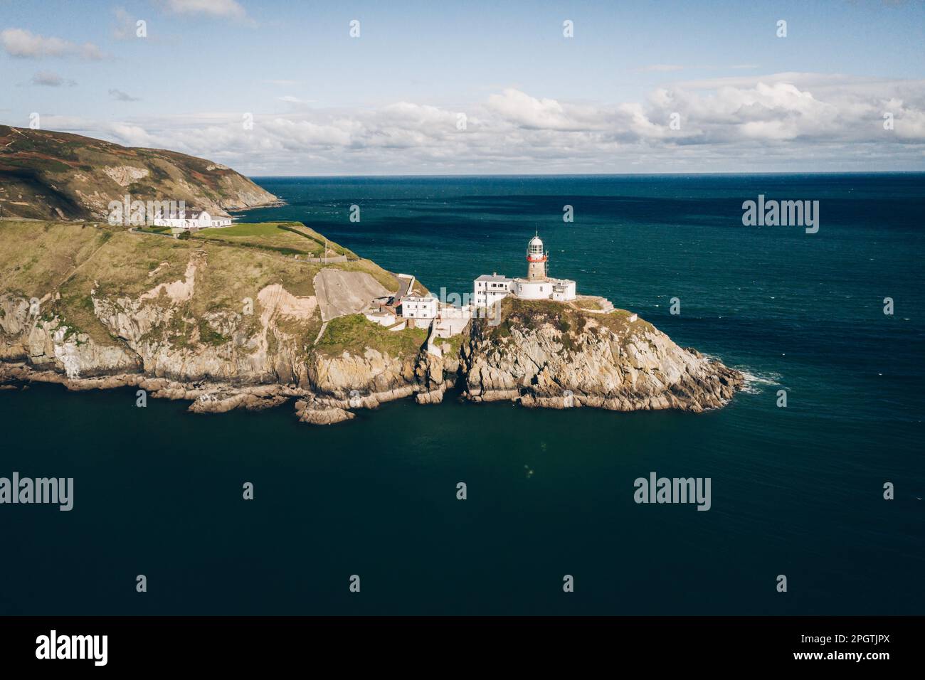 Howth, co. Dublin / Ireland : Aerial view of The Baily Lighthouse on ...