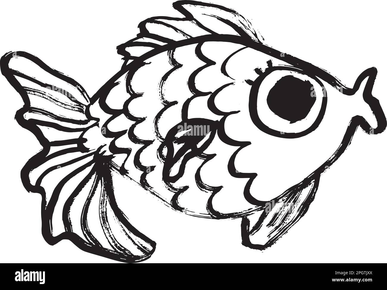 Artwork Dry Brush Ink Fish Print Stock Vector Image & Art - Alamy