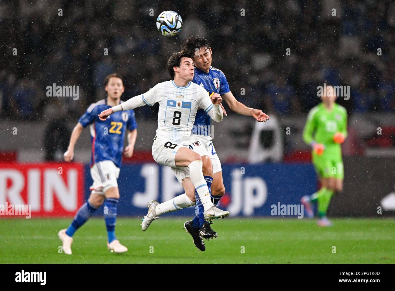 TOKYO, JAPAN - MARCH 24: Facundo Pellistri of Uruguay wins a defensive ...
