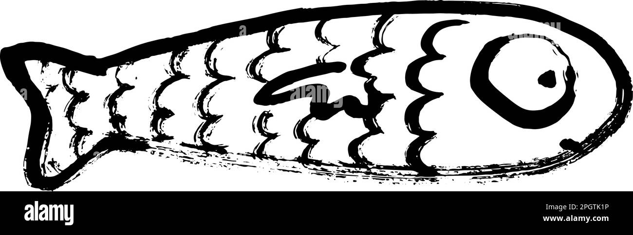 Artwork Dry Brush Ink Fish Print Stock Vector Image & Art - Alamy