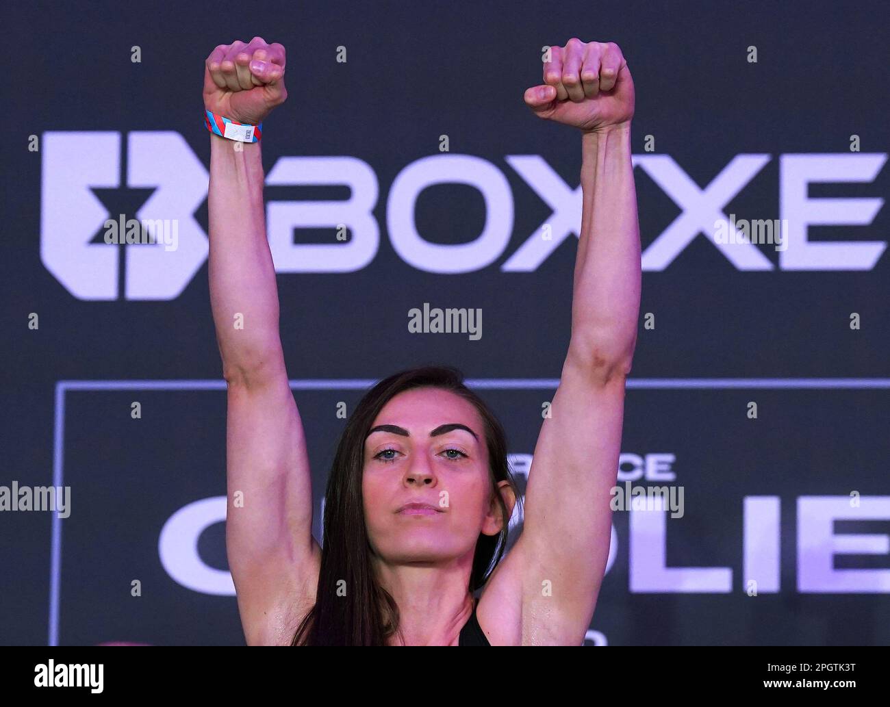 Kariss Artingstall during a weigh-in at the Love Factory, Manchester ...