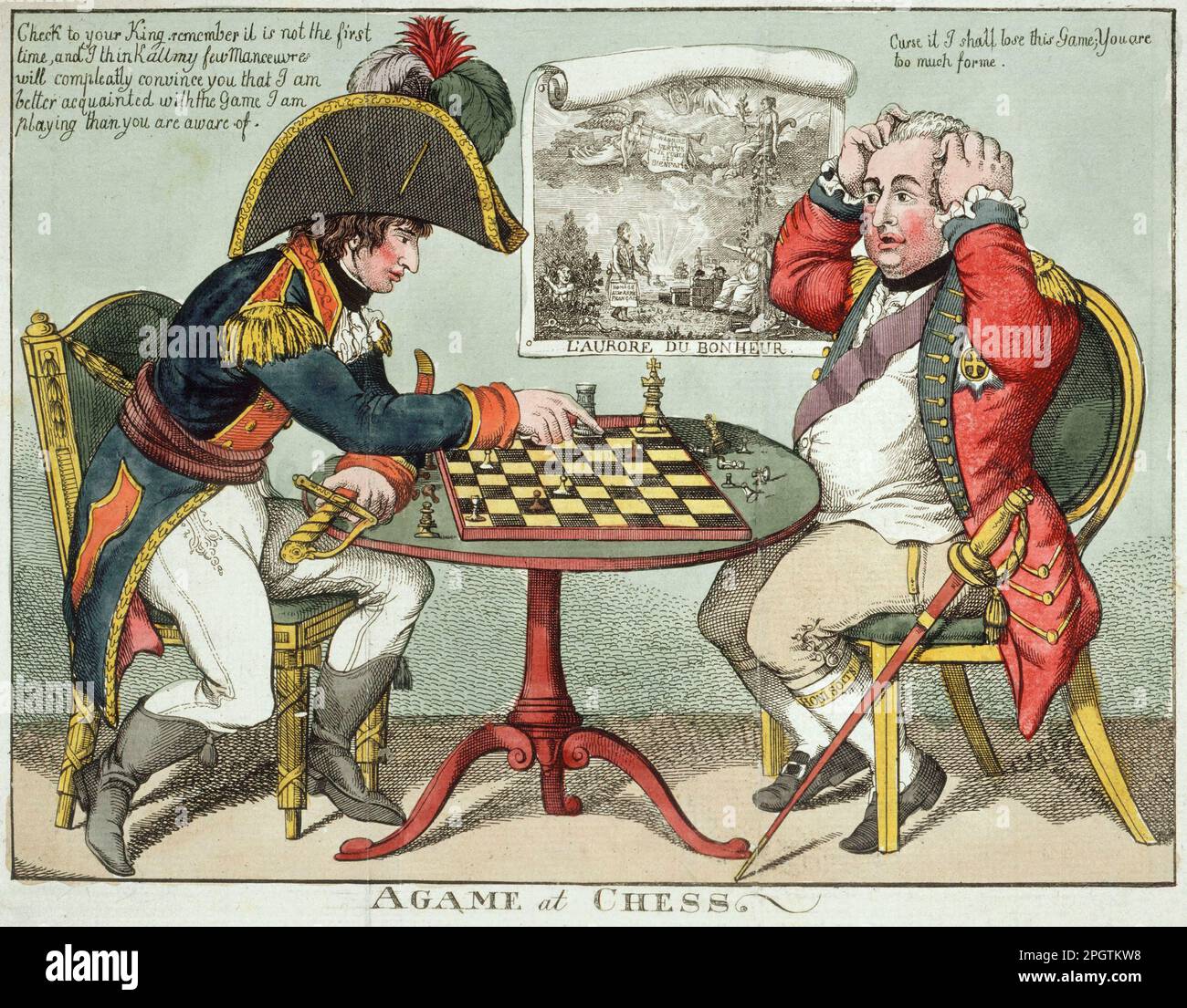 A game at chess. English cartoon: Napoleon Bonaparte wins at chess ...
