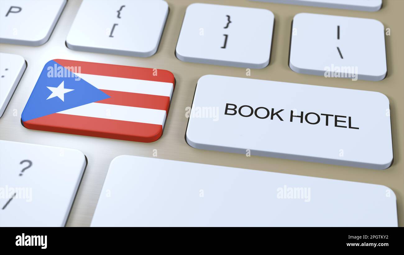 Book hotel in Puerto Rico with website online. Button on computer ...