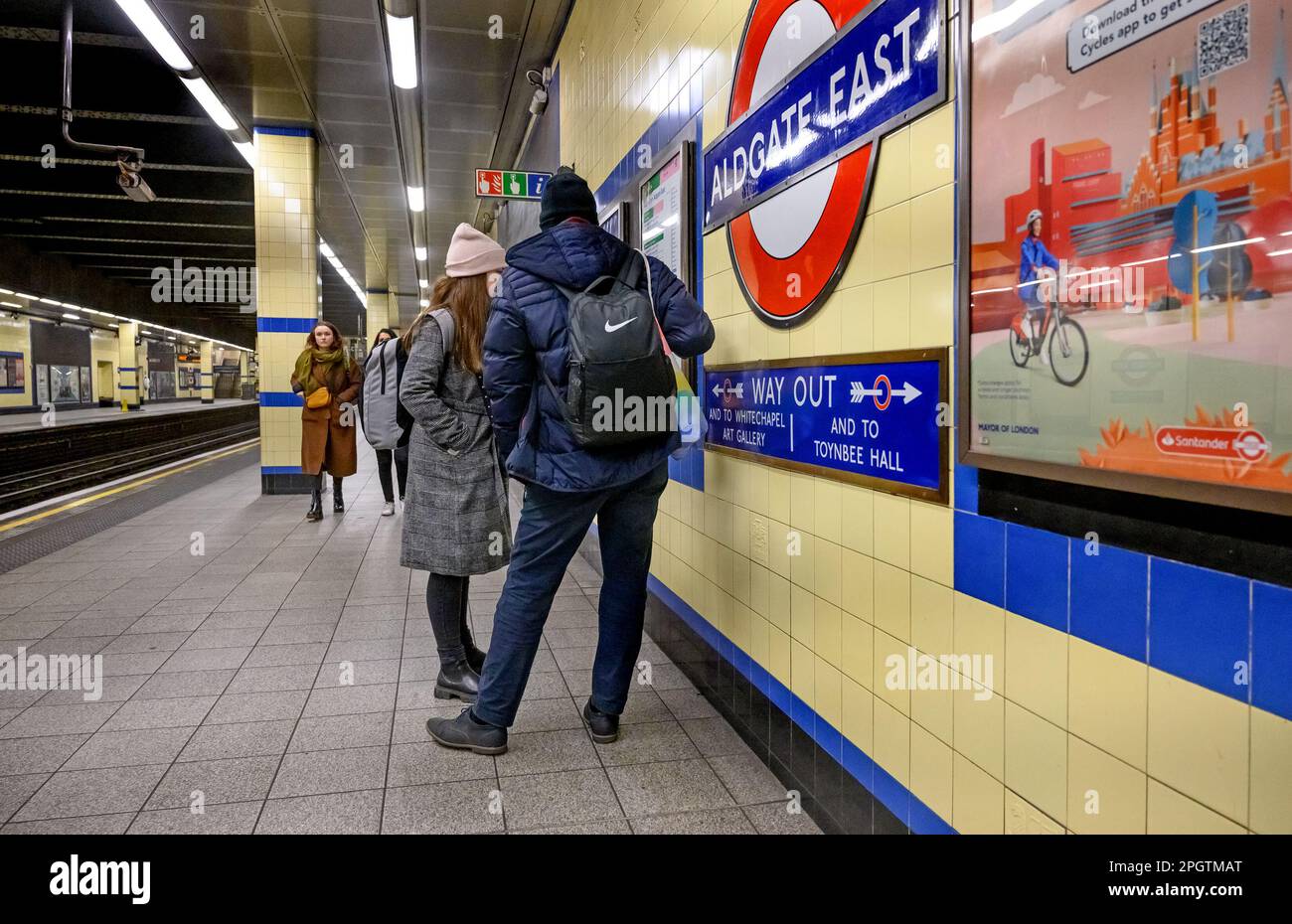 London, England, UK. Platform of Aldgate East tube station Stock Photo ...