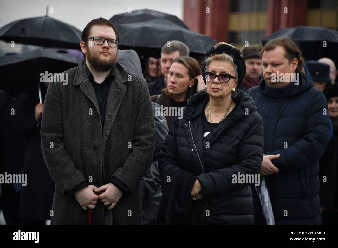 Moscow region. Mytishchi. Vladimir Churov's widow Larisa with her son ...