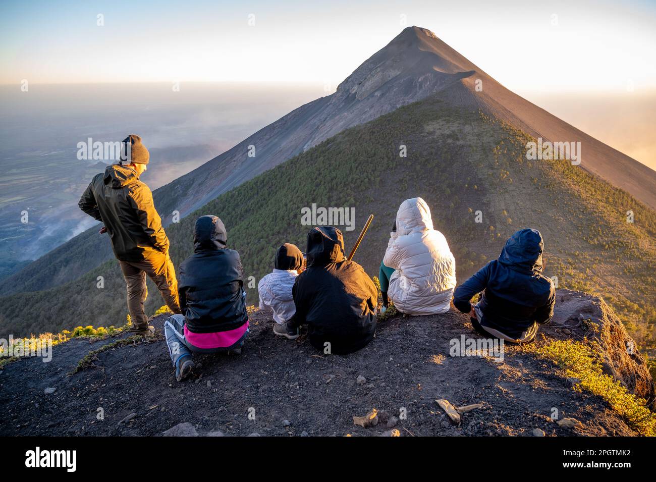 People watching Fuego Volcano Landscape in Guatemala Stock Photo - Alamy