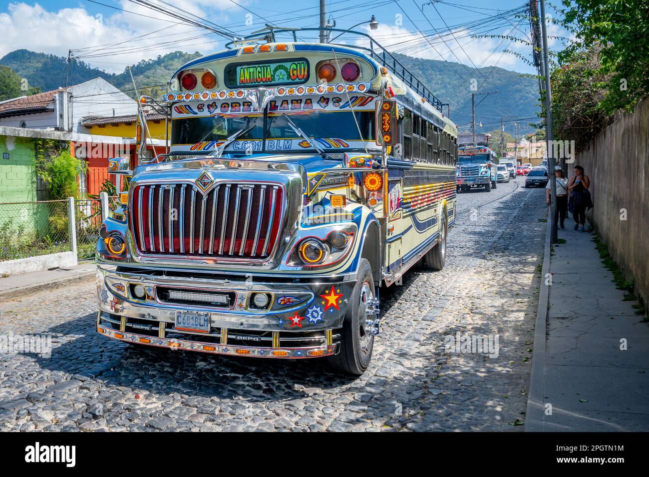Chicken-bus in Antigua Guatemala Stock Photo - Alamy