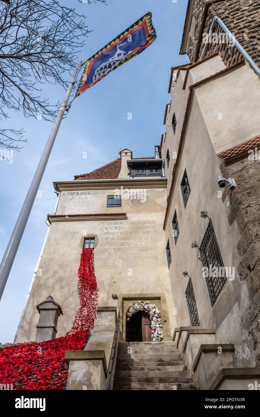 Bran Castle in Transylvania, Romania - exterior. The legendary home of ...