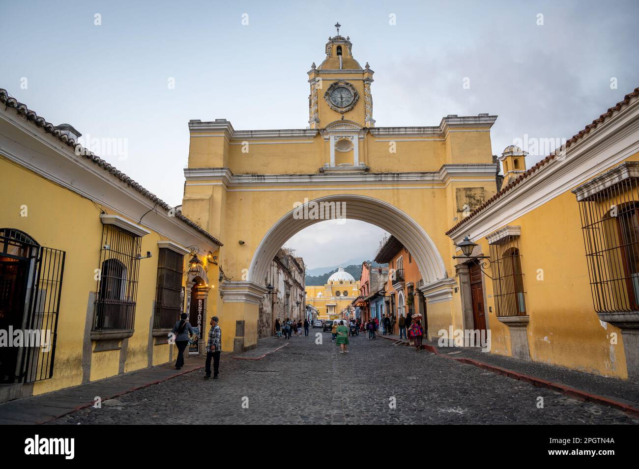 Yellow Arch in Antigua Guatemala Stock Photo - Alamy