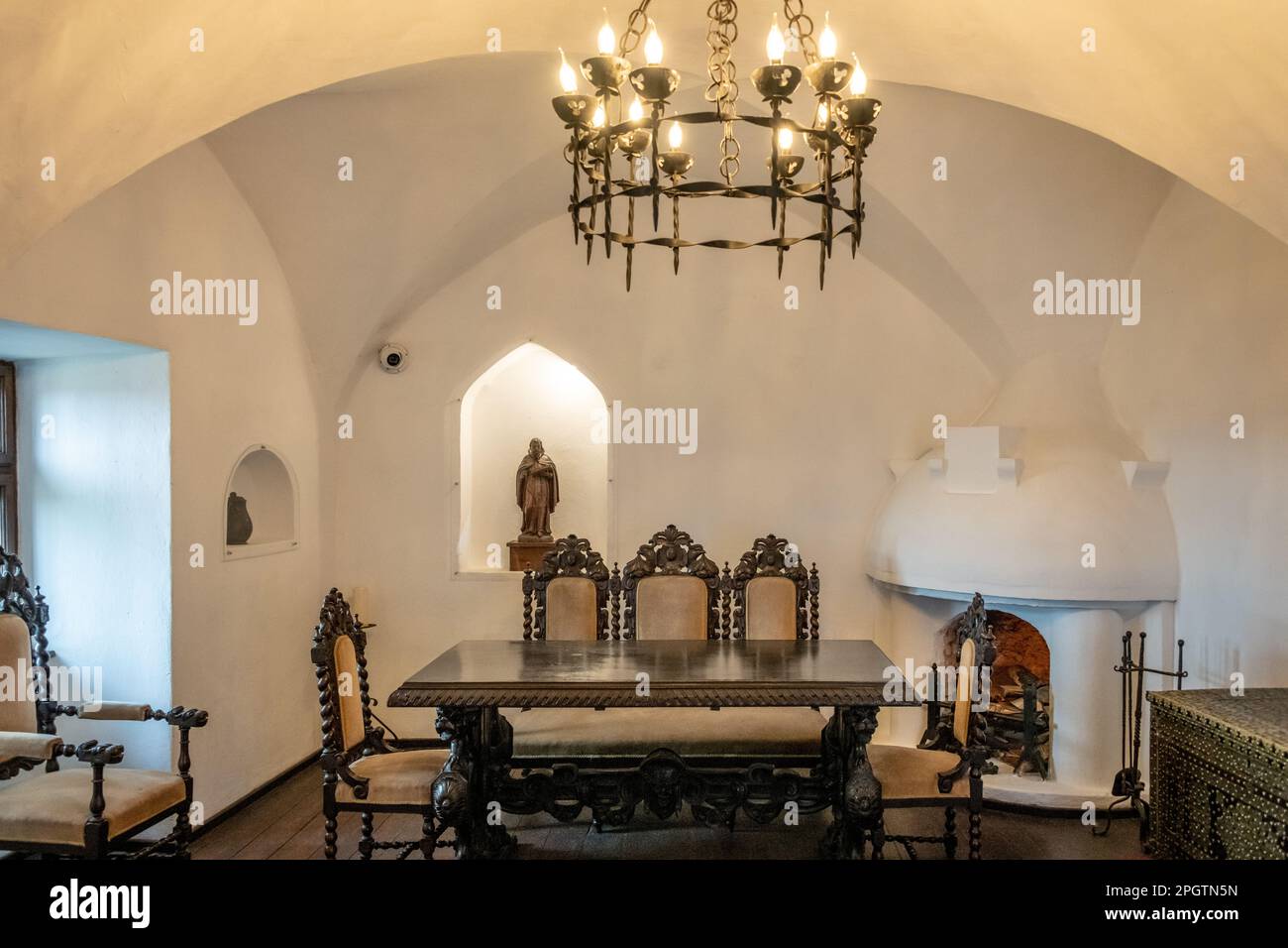 Rooms inside Bran Castle in Transylvania, Romania. The legendary home ...