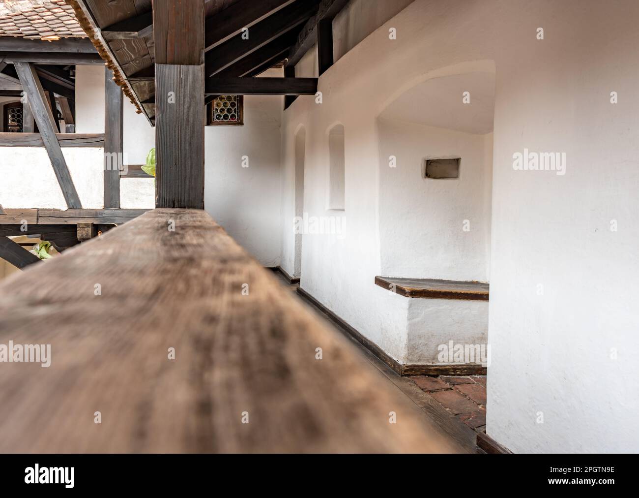 Hallway in Bran Castle in Transylvania, Romania. The legendary home of ...