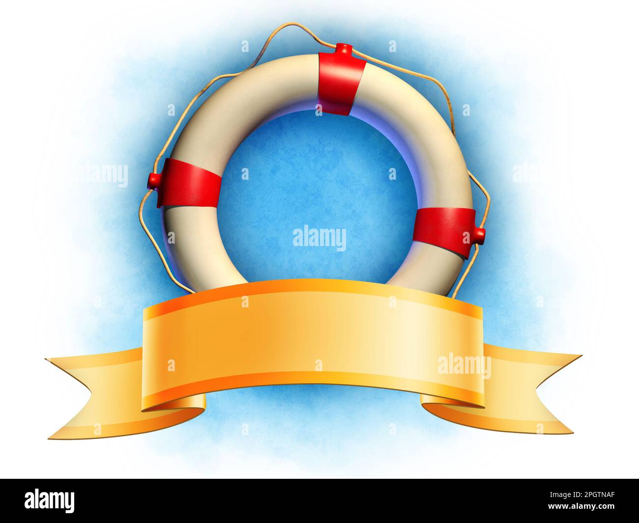 Lifesaver and an elegant ribbon banner. Digital illustration, included ...