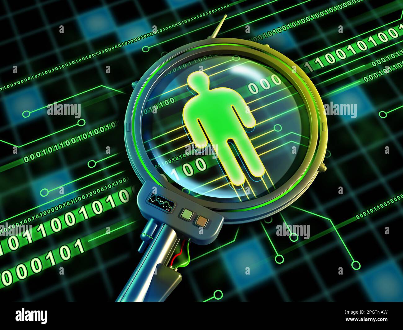 Digital identity analysis. Digital illustration, 3D render Stock Photo ...