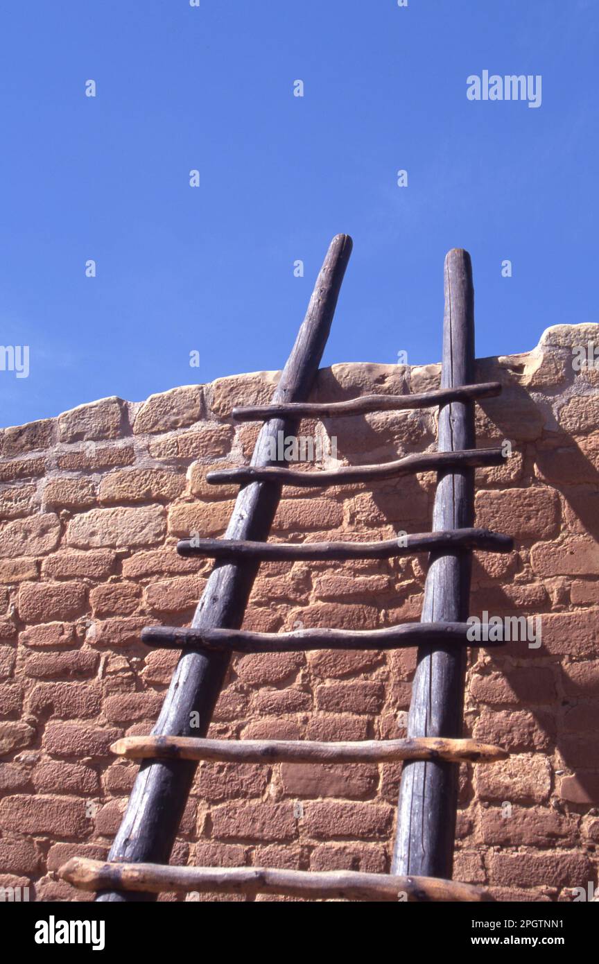 Reconstructed ladder into the entrance of a Kiva or room built by Hopi ...