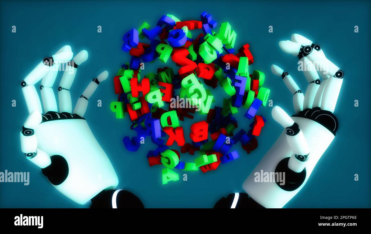 a chatbot controls letters (3d rendering Stock Photo - Alamy