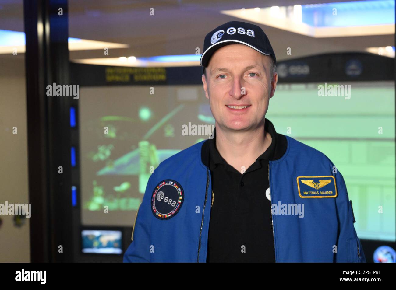24 March 2023, Bavaria, We§ling: ESA astronaut Matthias Maurer stands ...