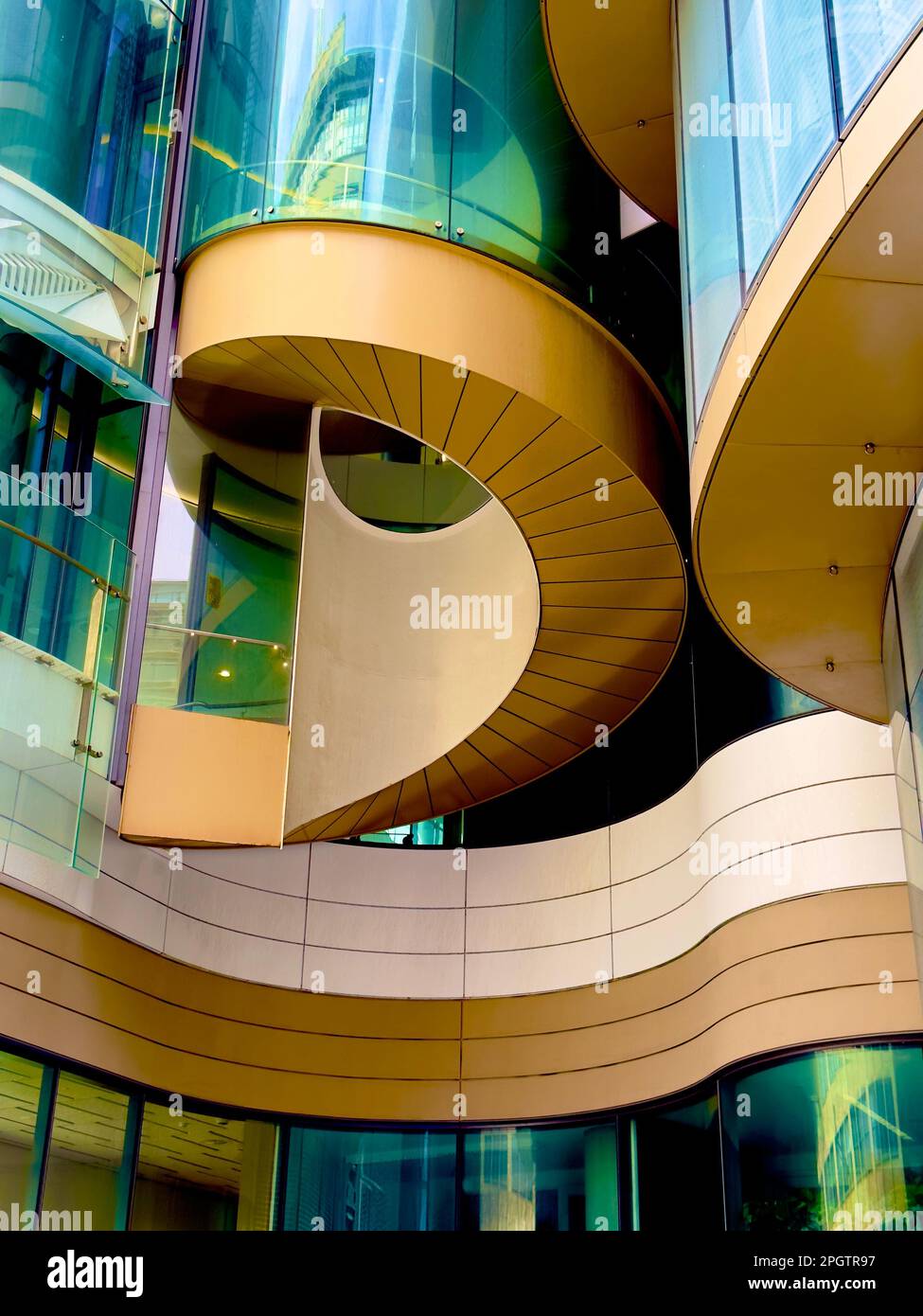 A beautiful spiraling architectural fragment of a modern high-rise ...