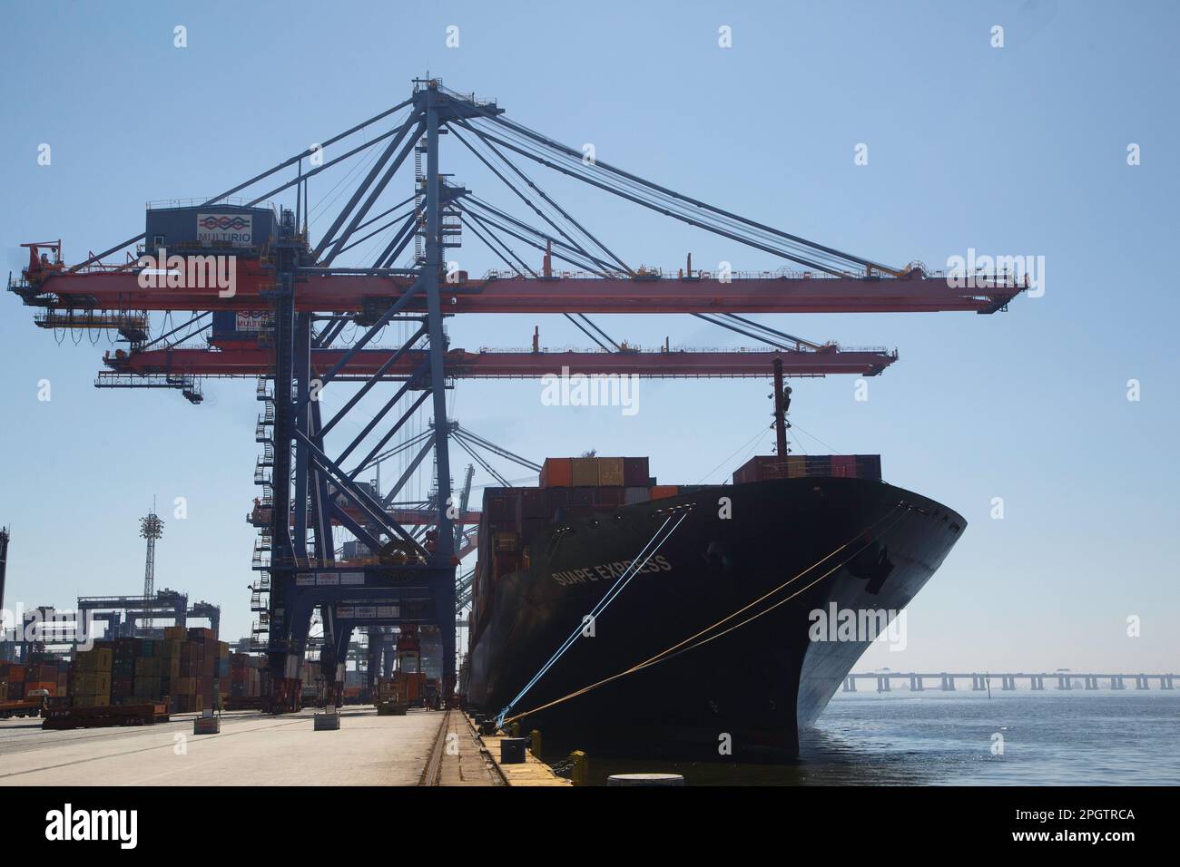 Rio De Janeiro. 20th Mar, 2023. A container ship docks at Rio de ...