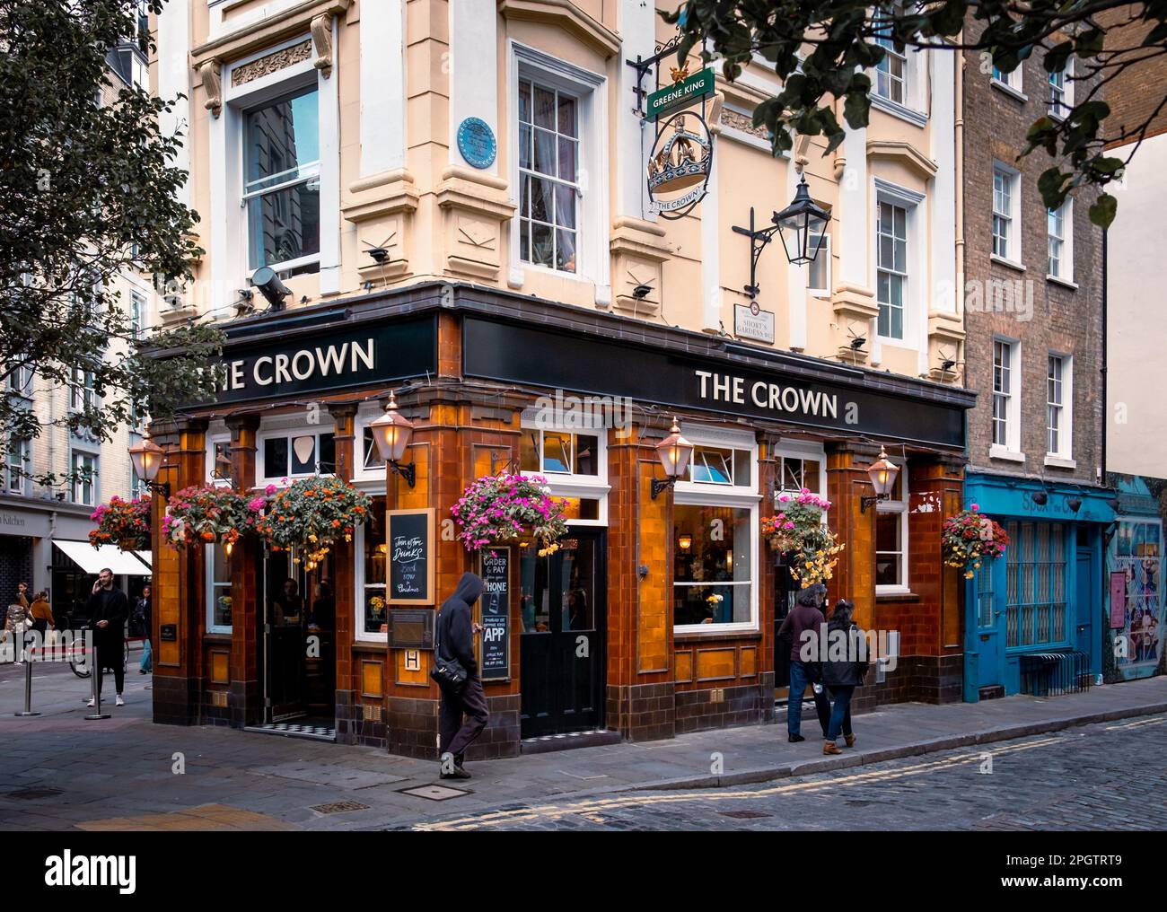 London, UK, Sept 2022, view of The Crown Pub facade at the Seven Dials ...