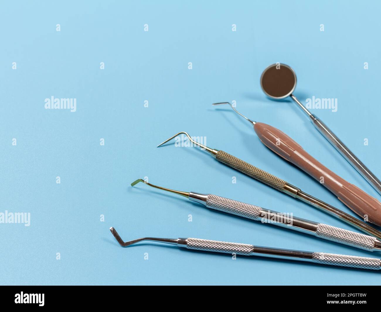 Set of metal dental instruments for teeth dental care Stock Photo - Alamy