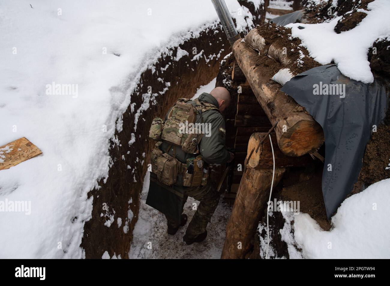 A paramedic enters the trench in an undisclosed location of the anti ...