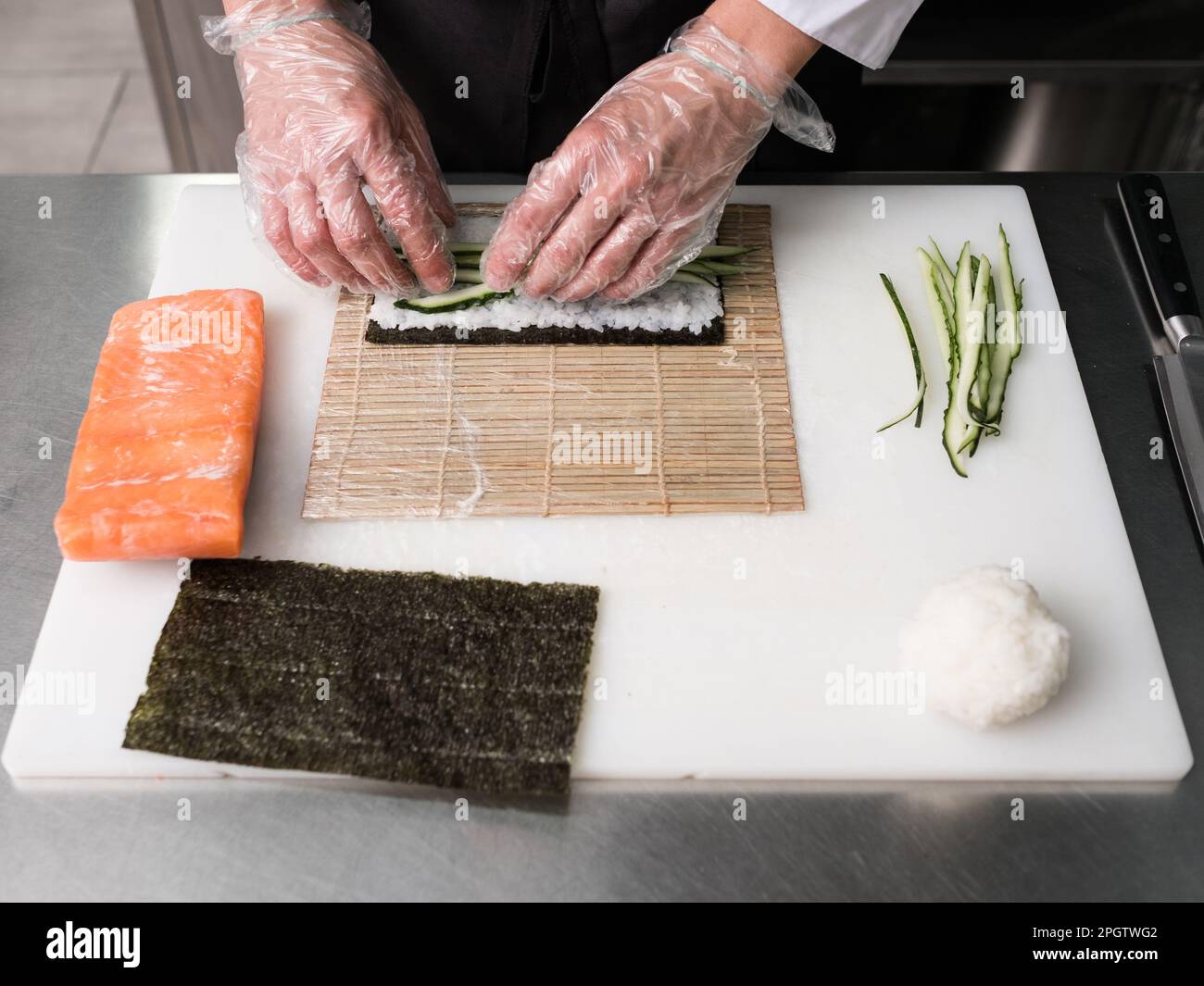 Hands chef preparing sashimi hi-res stock photography and images - Alamy