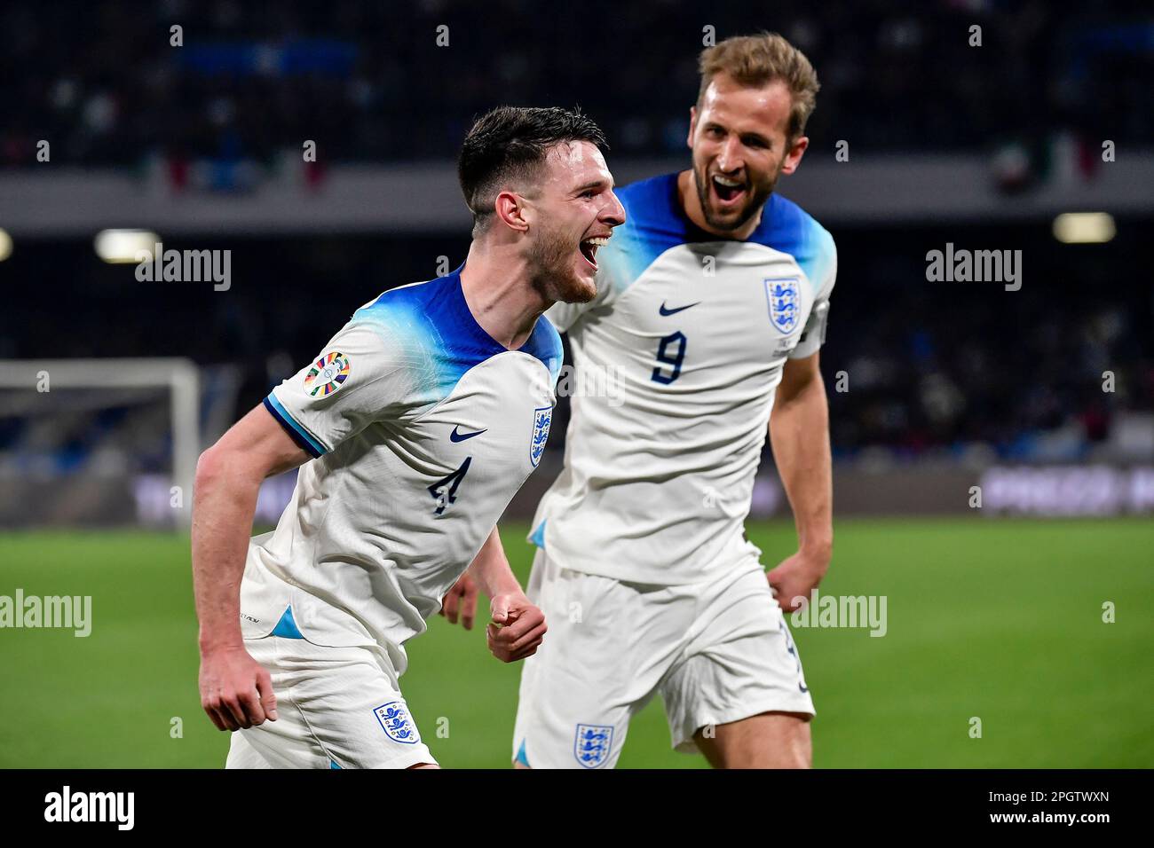 Declan Rice of England celebrates with Harry Kane after scoring the ...
