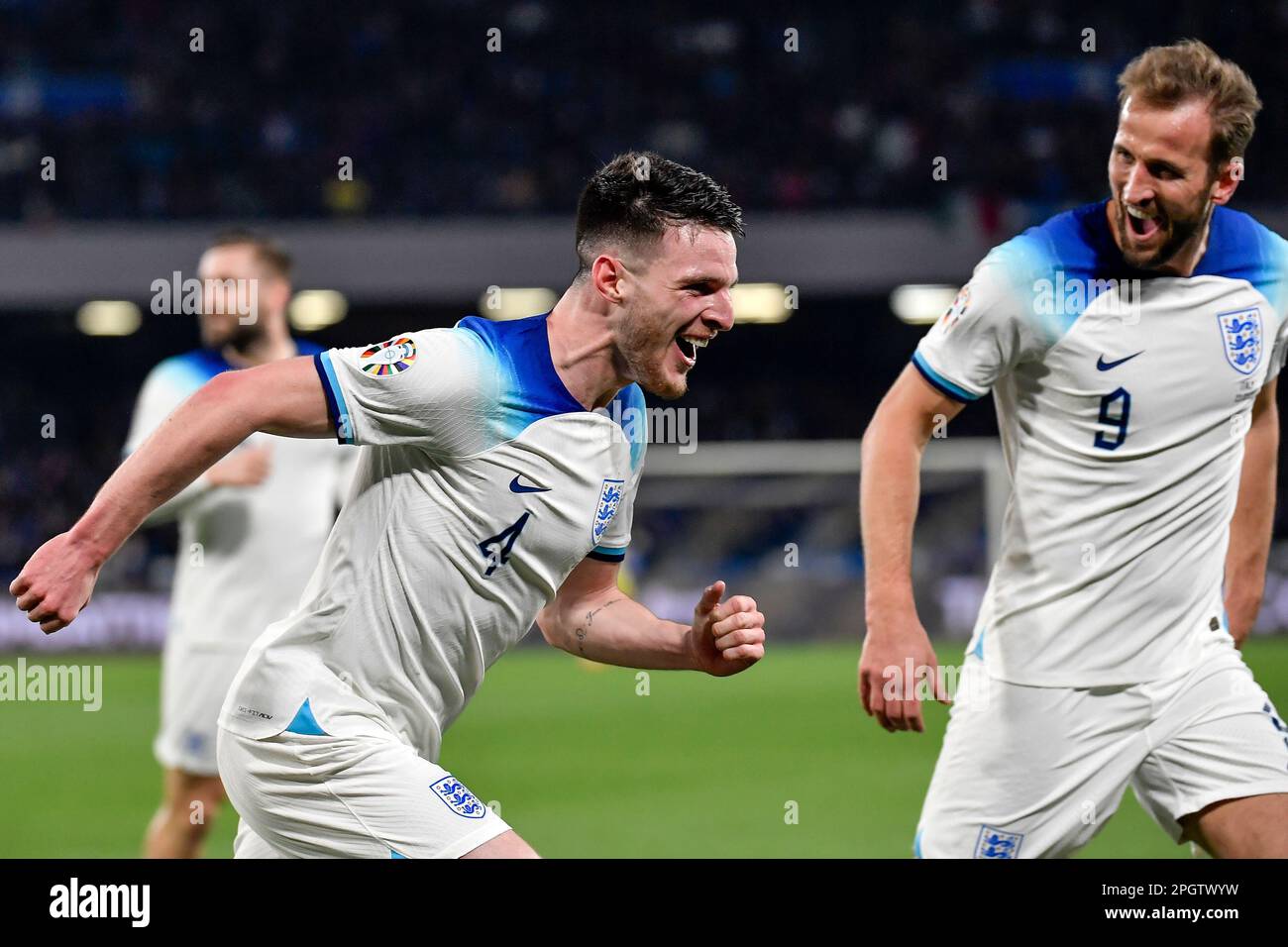 Declan Rice of England celebrates with Harry Kane after scoring the ...