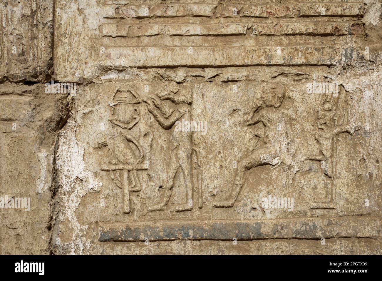 Close up of relief work and decoration in the Ptolemaic Temple at ...