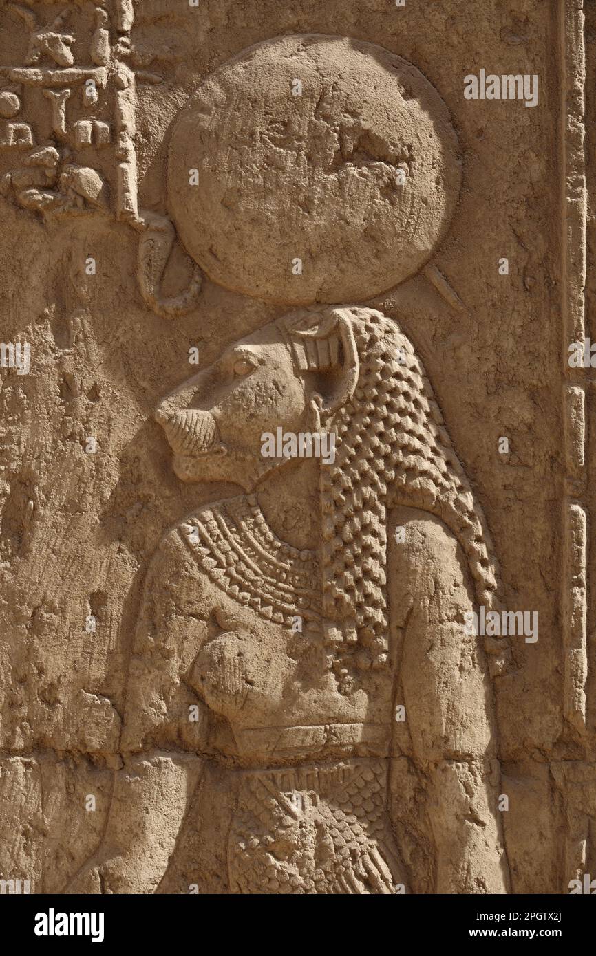 Close up of goddess Repyt and decoration in the Ptolemaic Temple at ...