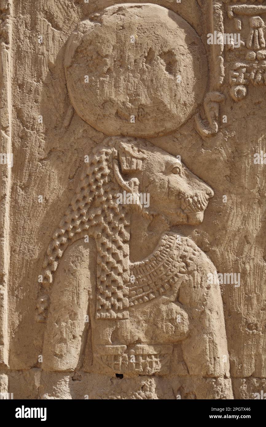 Close up of goddess Repyt and decoration in the Ptolemaic Temple at ...